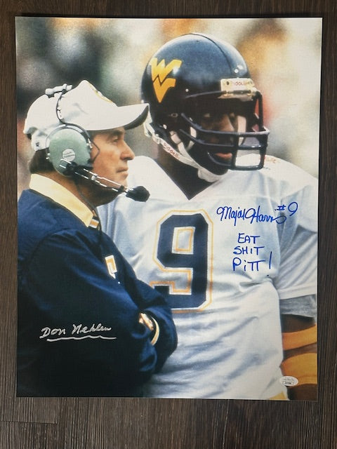 West Virginia Major Harris & Don Nehlen Signed/Inscribed 16x20 Photo J ...