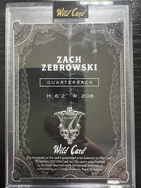 Zach Zebrowski Quarterback Signed 2 of 3 Wild Card – Dazzle Sports ...