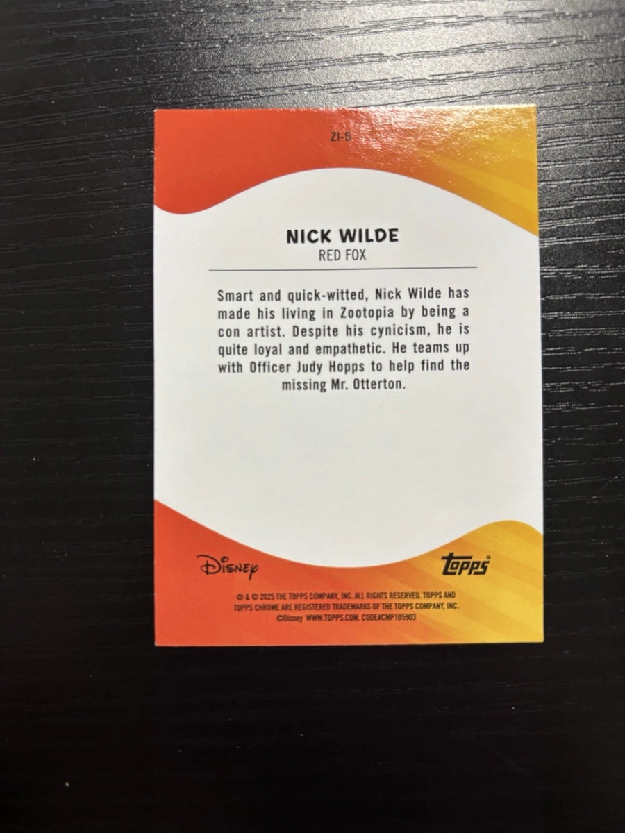 2025 topps chrome disney Zootopia Nick Wilde Base – Dazzle Sports Marketing