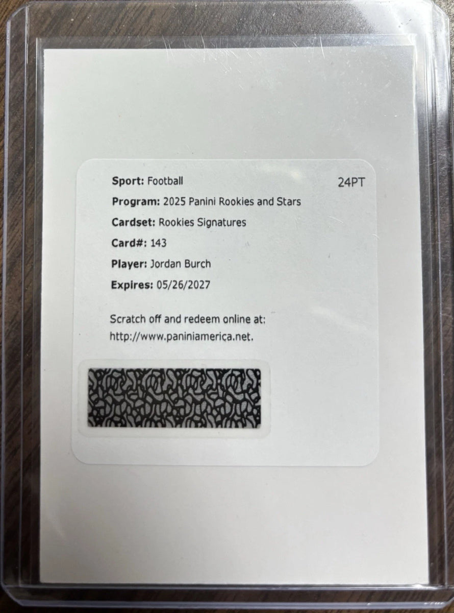 2025 Panini Rookies And Stars Jordan Burch Rookie Signatures Redemptio ...