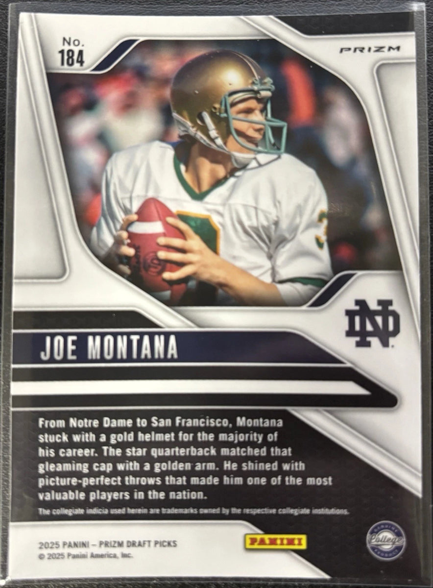 2025 Panini Prizm Draft Picks - Joe Montana #184 Gold Ice Prizm 49ers ...