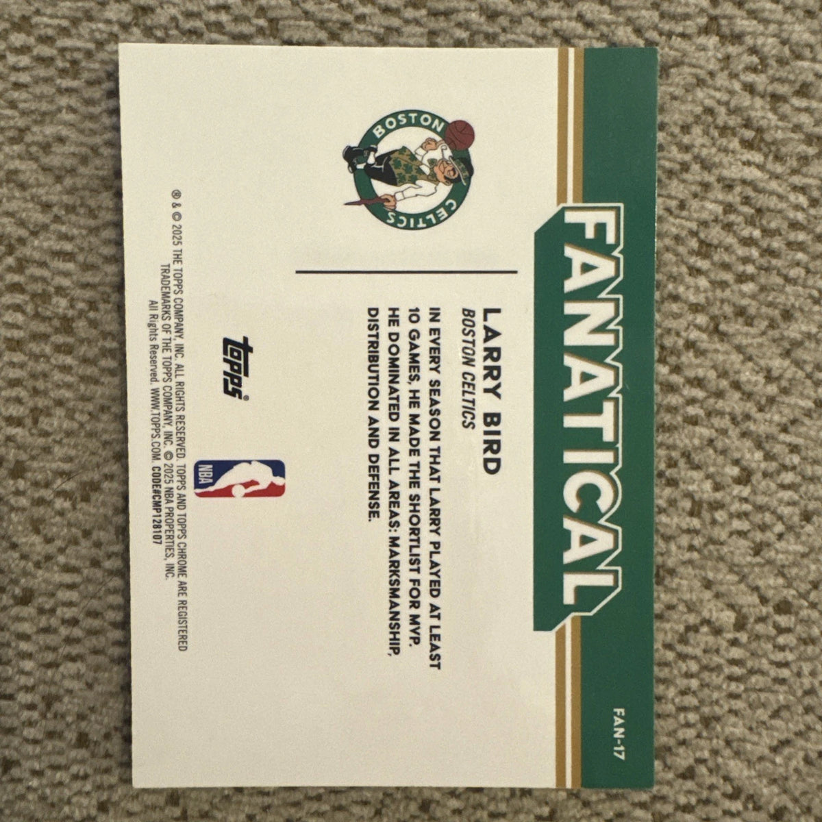 Larry Bird 2025-26 Topps Chrome SSP Case Hit Silver Fanatical Celtics ...