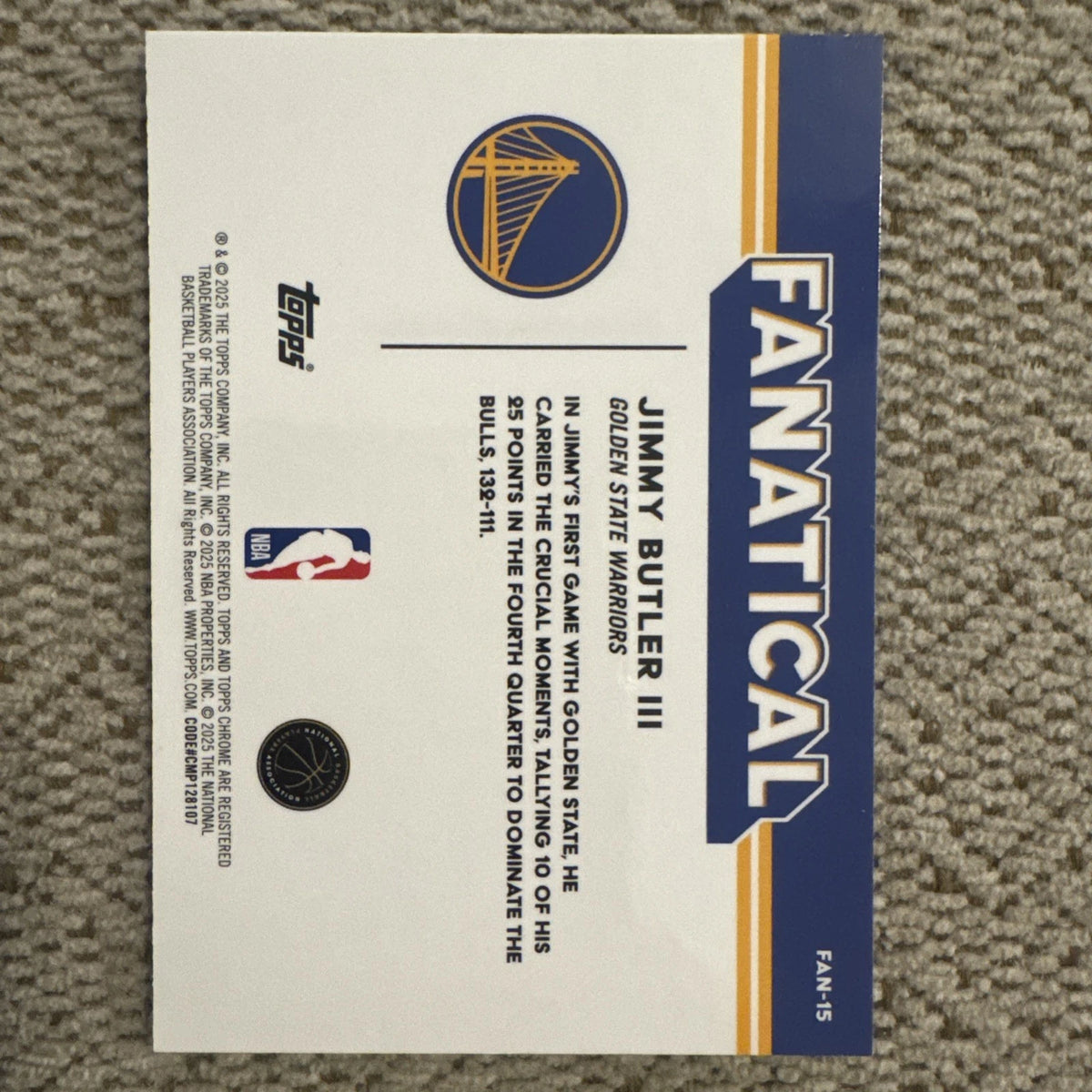 Topps 2025-26 Chrome Fanatical SSP Insert Jimmy Butler III Warriors NB ...