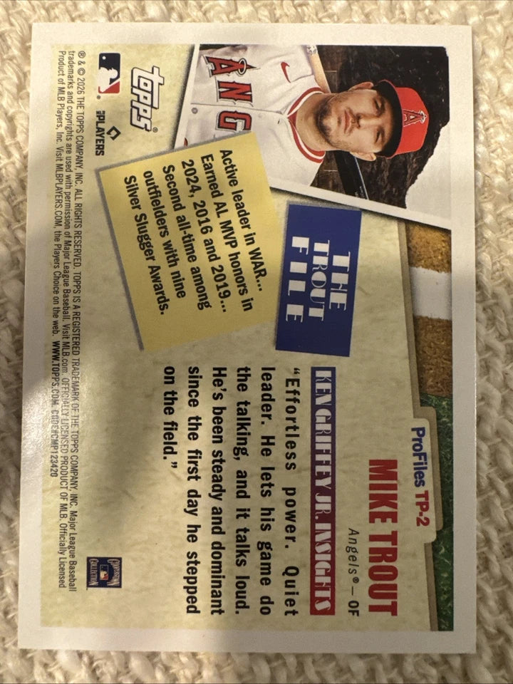 Topps 2026 Series 1 Profiles Mike Trout #TP-2 Baseball Trading Card ...
