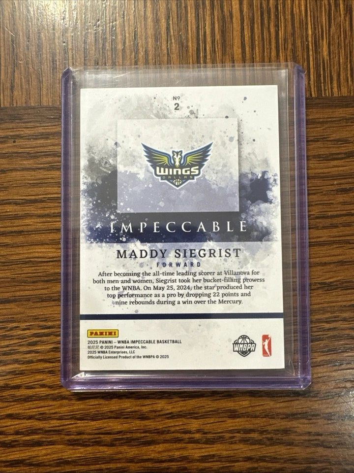 2025 Panini WNBA Impeccable Maddy Siegrist #2 Wings 56/75 – Dazzle ...